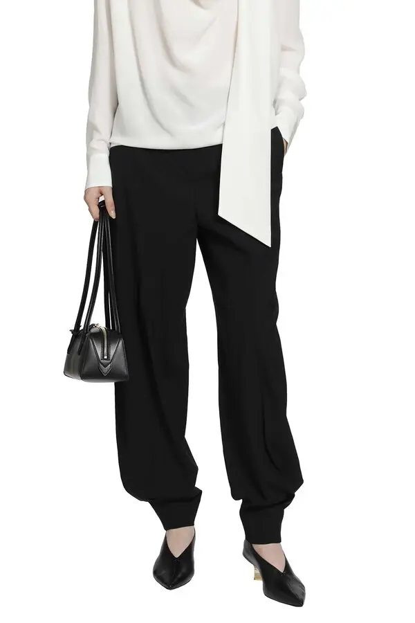 RETORI Stretch Wool Barrel Pants - Black