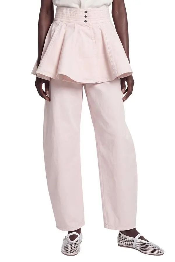 Alaïa Denim Peplum Belt Skirt - Pink