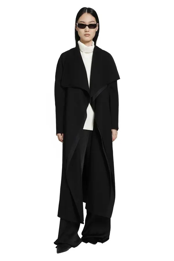 RETORI Double Wool Shawl Collar Coat - Black