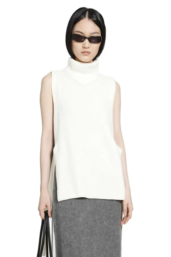 RETORI Ribbed Knit Wool Vest - White
