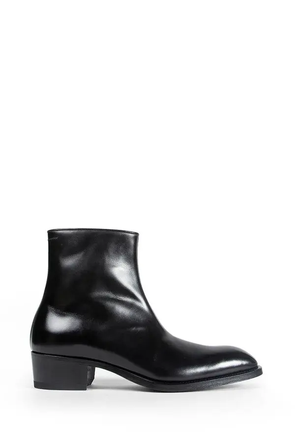 TOM FORD Burnished Leather Vincent Ankle Boots - Black