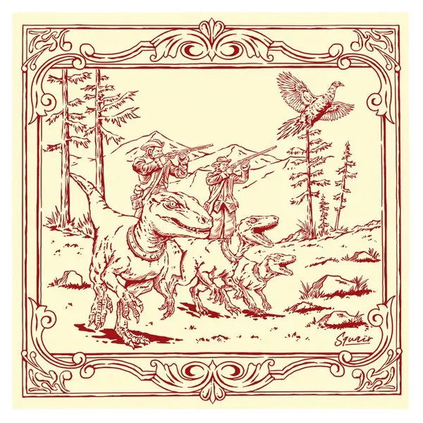 SQUAÏR Neutrals A Hunt Before Time Antique Claret Cotton Bandana - Red