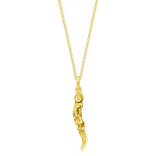 UNALOE Plated Sterling Silver Blindfold Goddess Italian Horn Pendant Necklace - Gold