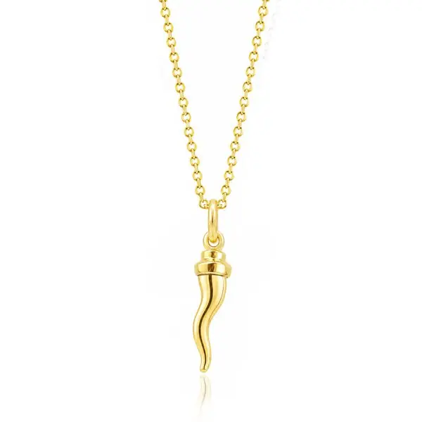 UNALOE Plated Italian Horn With Bowler Hat Pendant Necklace - Gold