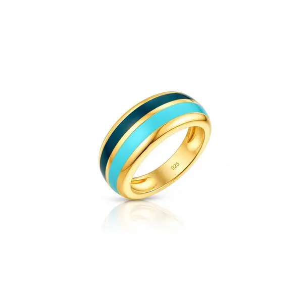 GOLD & HONEY Blue And Turquoise Enamel Ring - Gold