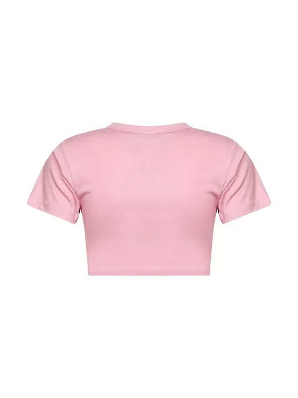 Attico The Attiico Cropped T-shirt With Embroidered Logo - Multicolor