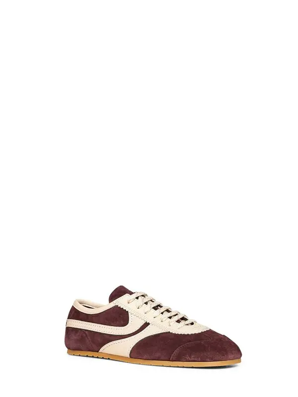 Dries Van Noten Dark Purple Suede Lace-up Sneakers With Leather Accents - Multicolor