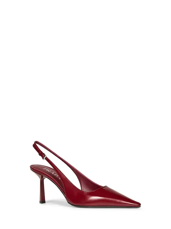 Prada Slingback Pumps With Square Toe And Lacquered Heel