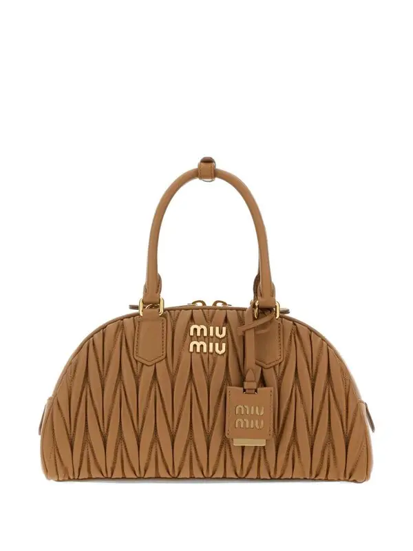 Miu Miu Matelassé Effect Top Handle Bag With Gold-tone Logo - Multicolor