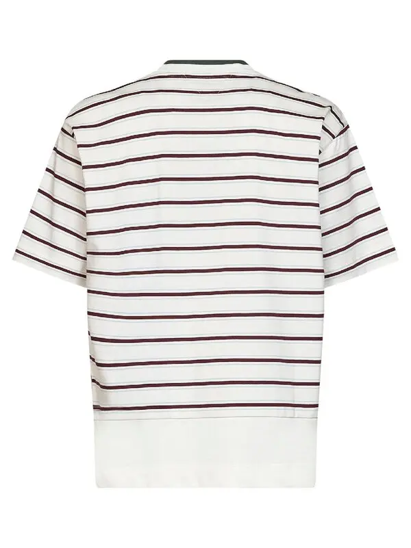 Bottega Veneta White Striped Cotton Layered T-shirt