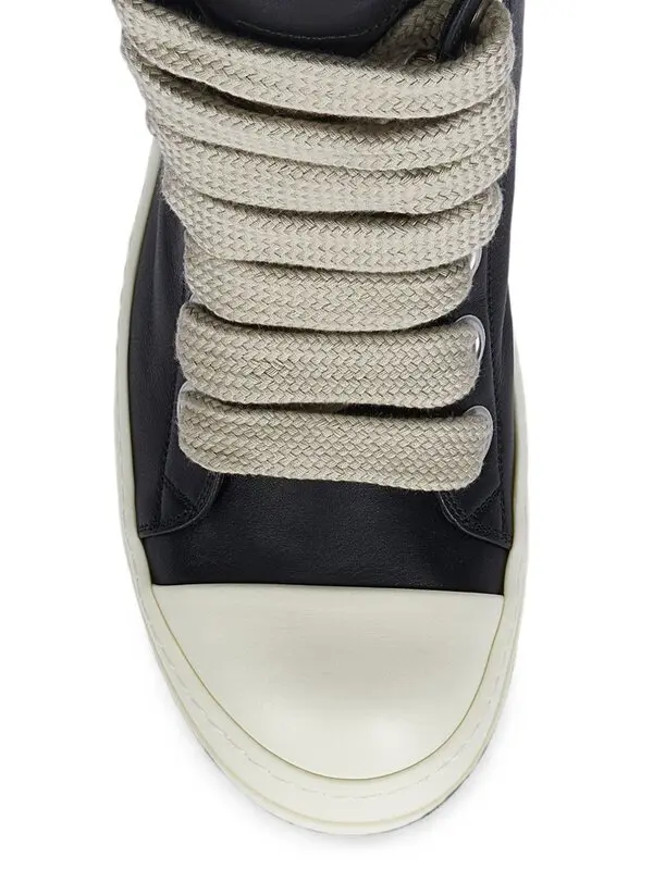 Rick Owens Jumbolace Leather High Top Sneakers