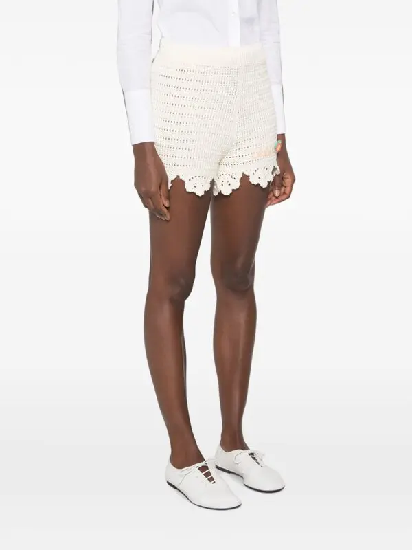 Chloé Cotton Knit Shorts With Embroidered Logo
