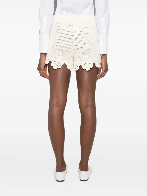 Chloé Cotton Knit Shorts With Embroidered Logo