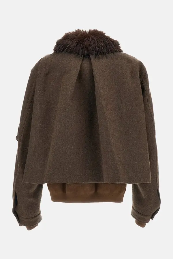 Sacai Wool Melton Blouson With Faux Fur Accents - Multicolor