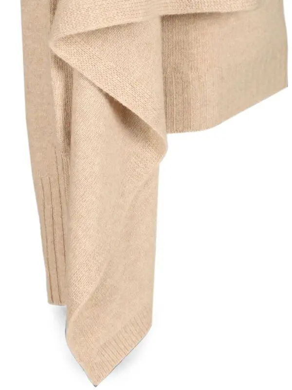 Attico Beige Knit Sweater With Draped Scarf Detail