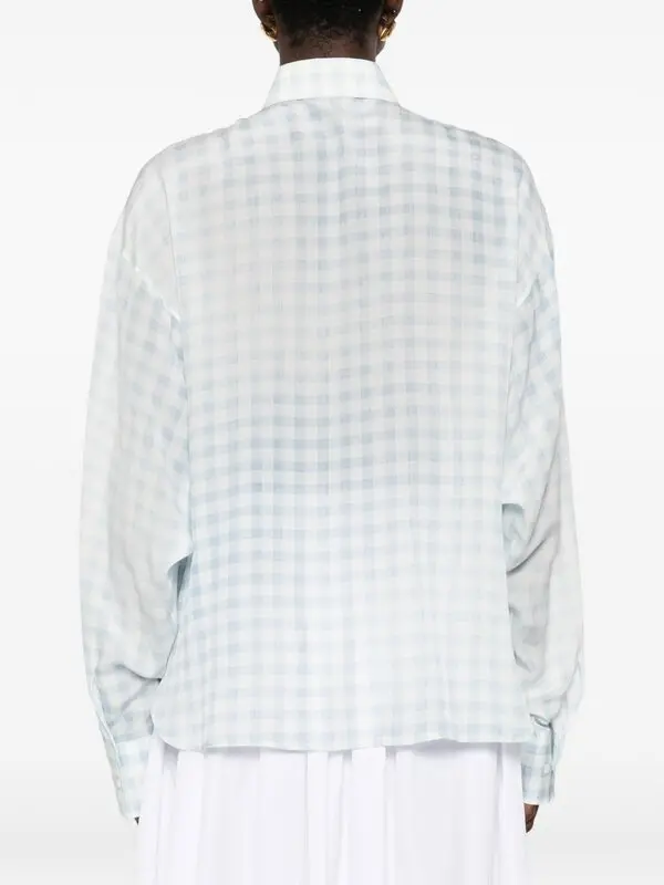 ERMANO SCERVINO Ermanno Scervino Silk Shirt With Blue Check Pattern
