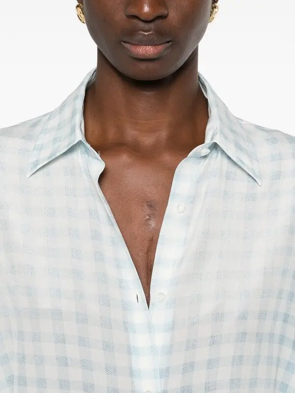 ERMANO SCERVINO Ermanno Scervino Silk Shirt With Blue Check Pattern