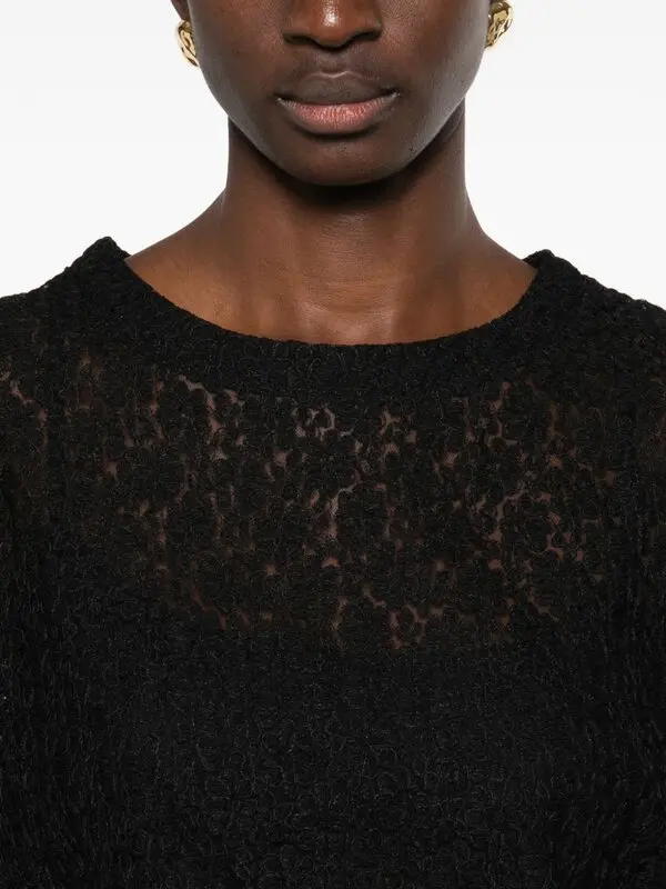 ERMANO SCERVINO Ermanno Scervino Black Lace Embroidered T-shirt