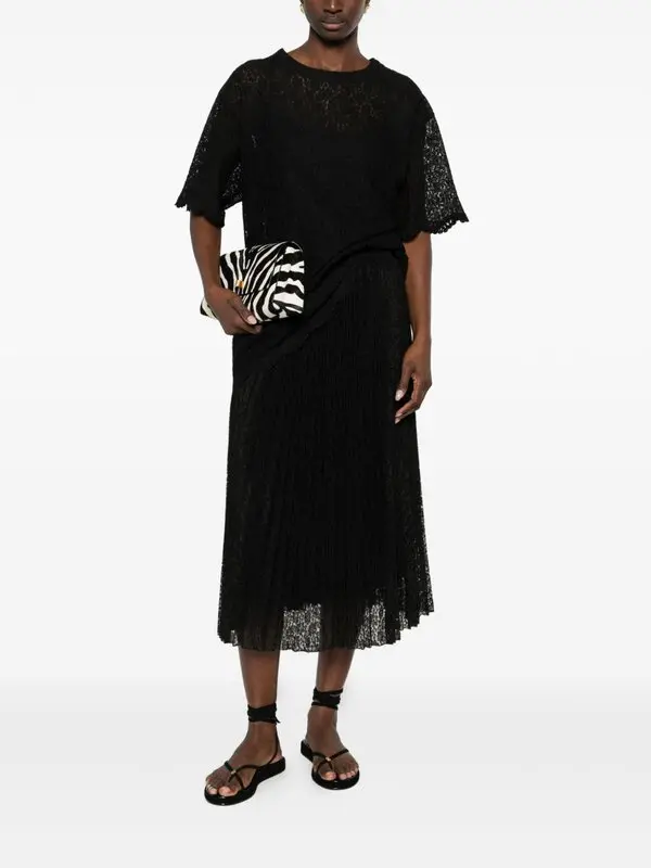 ERMANO SCERVINO Ermanno Scervino Black Lace Embroidered T-shirt