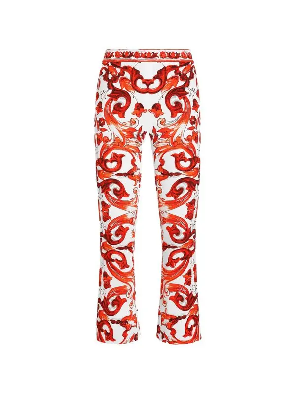 Dolce & Gabbana Maiolica Print Silk Trousers - Multicolor