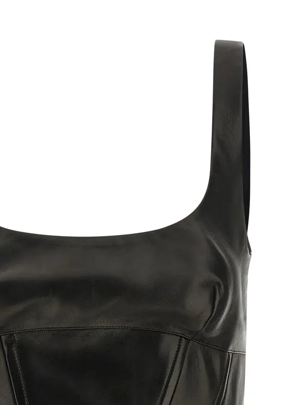 ERMANO SCERVINO Ermanno Scervino Peplum Leather Bustier Top