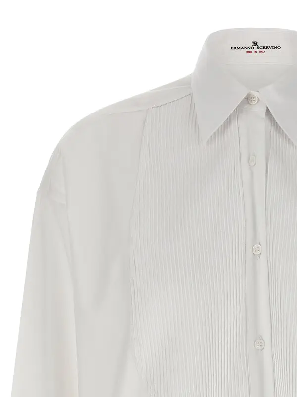 ERMANO SCERVINO Ermanno Scervino Cropped Cotton Poplin Shirt With Plastron Detail