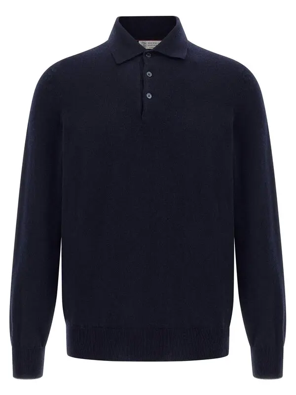Brunello Cucinelli Cashmere Polo Shirt - Blue