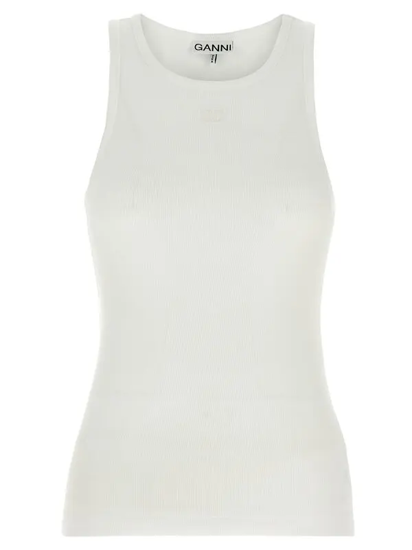 GANNI Ribbed Top - White