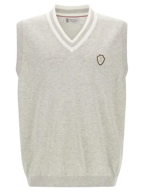 Brunello Cucinelli Heraldic Logo Vest - Gray