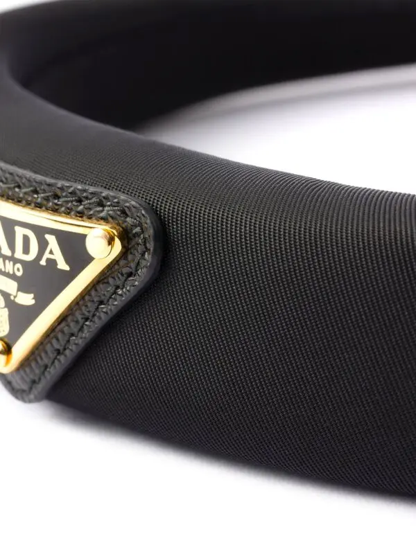 Prada Re-nylon Headband With Black Enamel Triangle Logo - Multicolor
