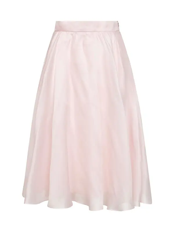 Max Mara Pink Silk Organza Midi Full Skirt - Multicolor