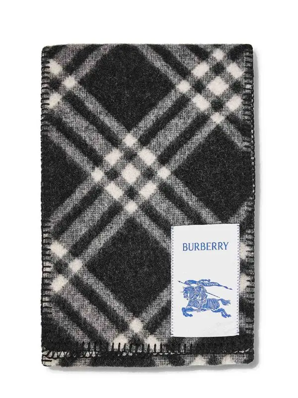 Burberry Black Check Wool Scarf - Multicolor