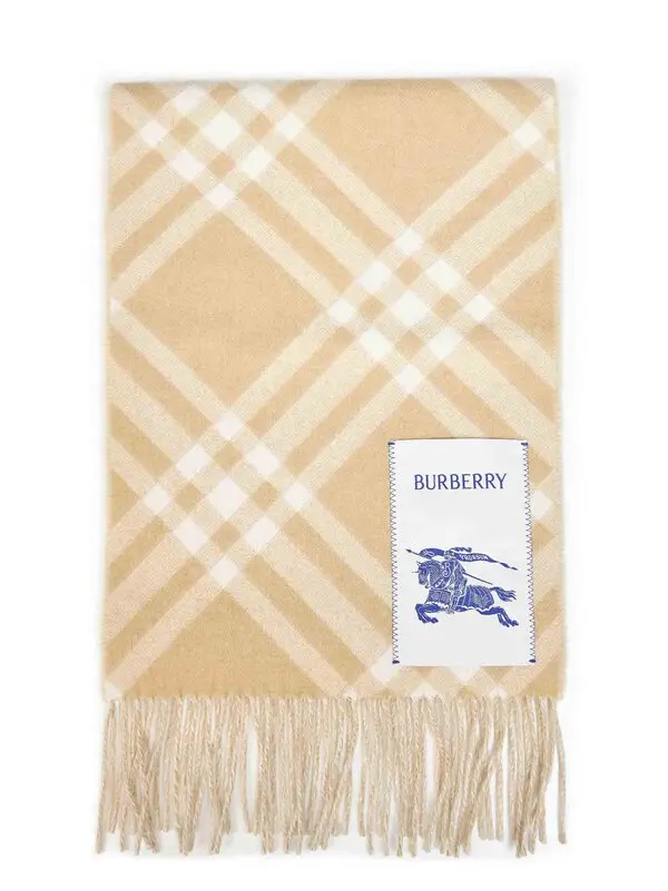 Burberry Sand Beige Check Cashmere Scarf - Multicolor