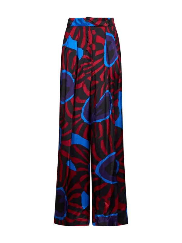 Dries Van Noten Red Marbled Clay-print Twill Pamplona Wide Trousers - Multicolor