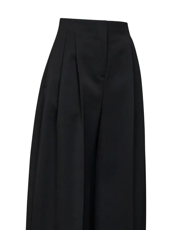 MUGLER Black Wool Wide Leg Pleated Trousers