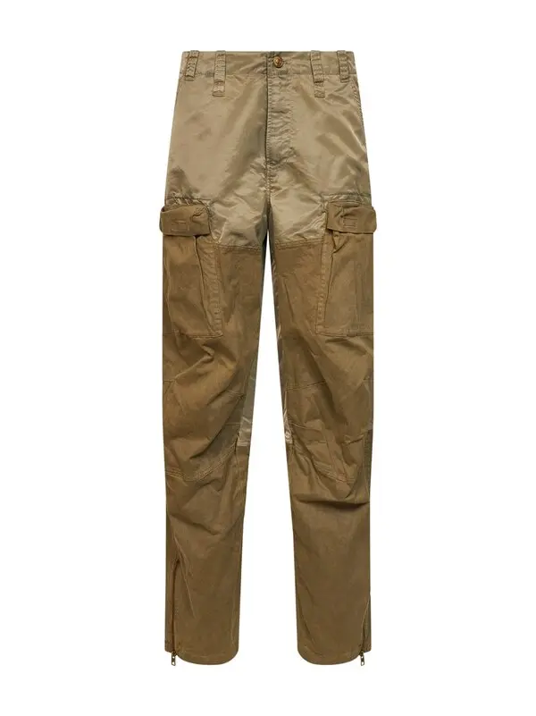 DIESEL® Khaki Stretch Cotton And Nylon Cargo Trousers - Multicolor
