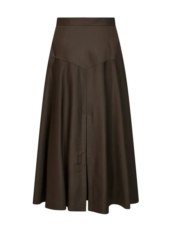 Burberry Wool Twill Belted Midi Skirt