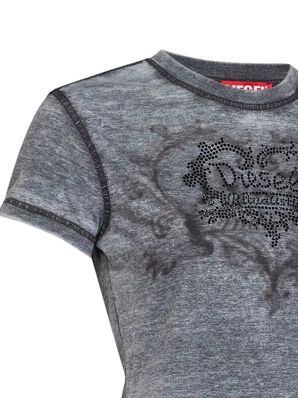 DIESEL® Black Rhinestone-embellished Jersey T-shirt - Multicolor
