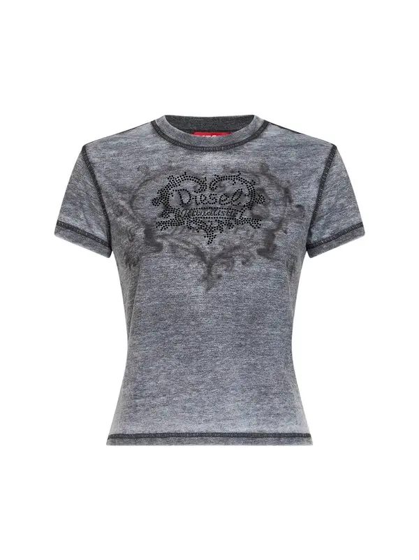 DIESEL® Black Rhinestone-embellished Jersey T-shirt - Multicolor