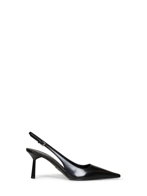 Prada Calzature Black Brushed Leather Slingback Pumps - Multicolor