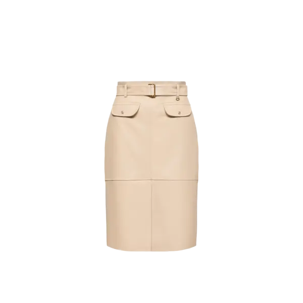 Moncler Knee-length Leather Skirt - Beige