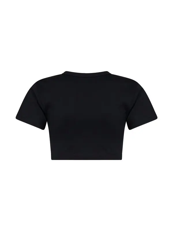 Attico Black Cotton Jersey Cropped T-shirt - Multicolor
