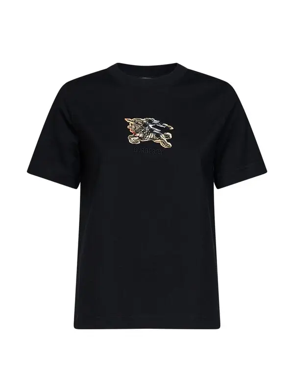 Burberry Black Cotton Ekd Check T-shirt - Multicolor