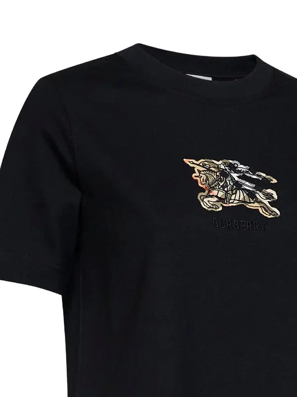 Burberry Black Cotton T-shirt With Equestrian Knight Design