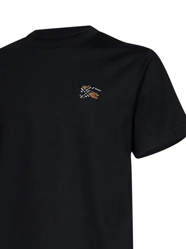 Burberry Black Cotton T-shirt With Knight Patch