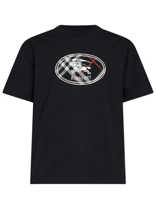 Burberry Black Cotton Knight Stamp Check T-shirt - Multicolor