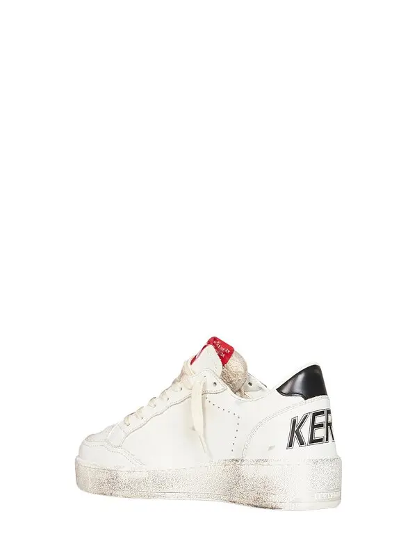 GOLDEN GOOSE White Leather Ball Star Sneakers With Leopard Print Star - Multicolor
