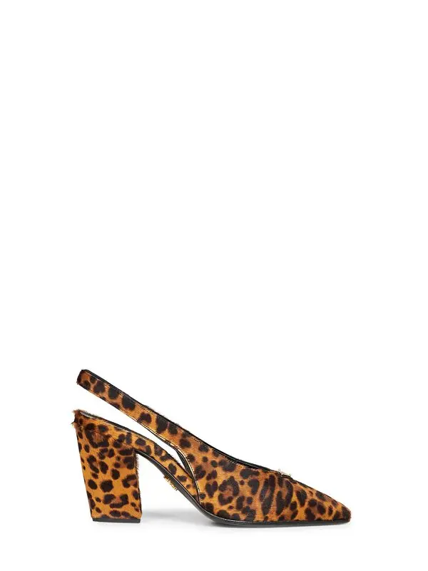 Prada Honey Leopard-print Calf Hair Slingback Pumps - Multicolor