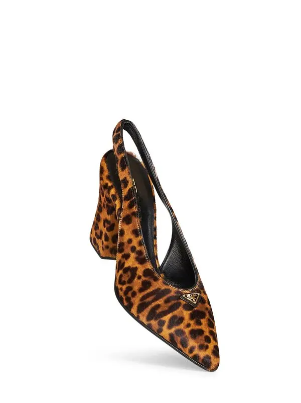 Prada Honey Leopard-print Calf Hair Slingback Pumps - Multicolor