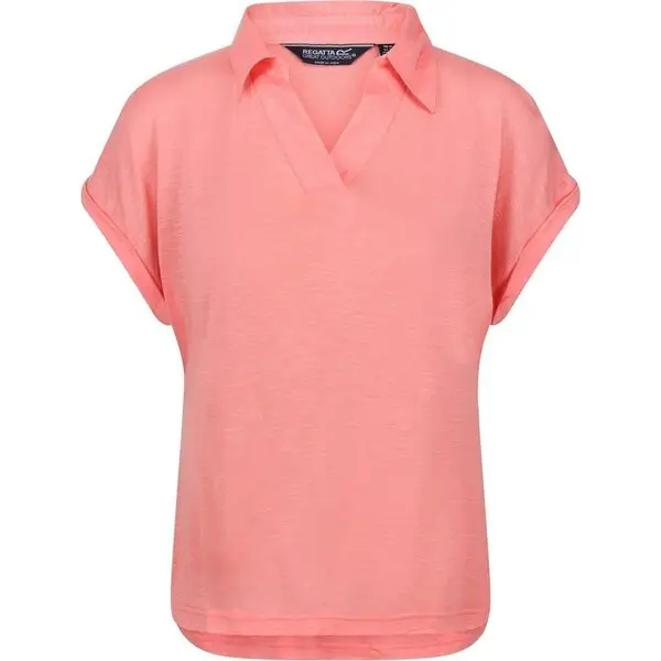 REGATTA Plain V Neck Polo Shirt - Shell Pink